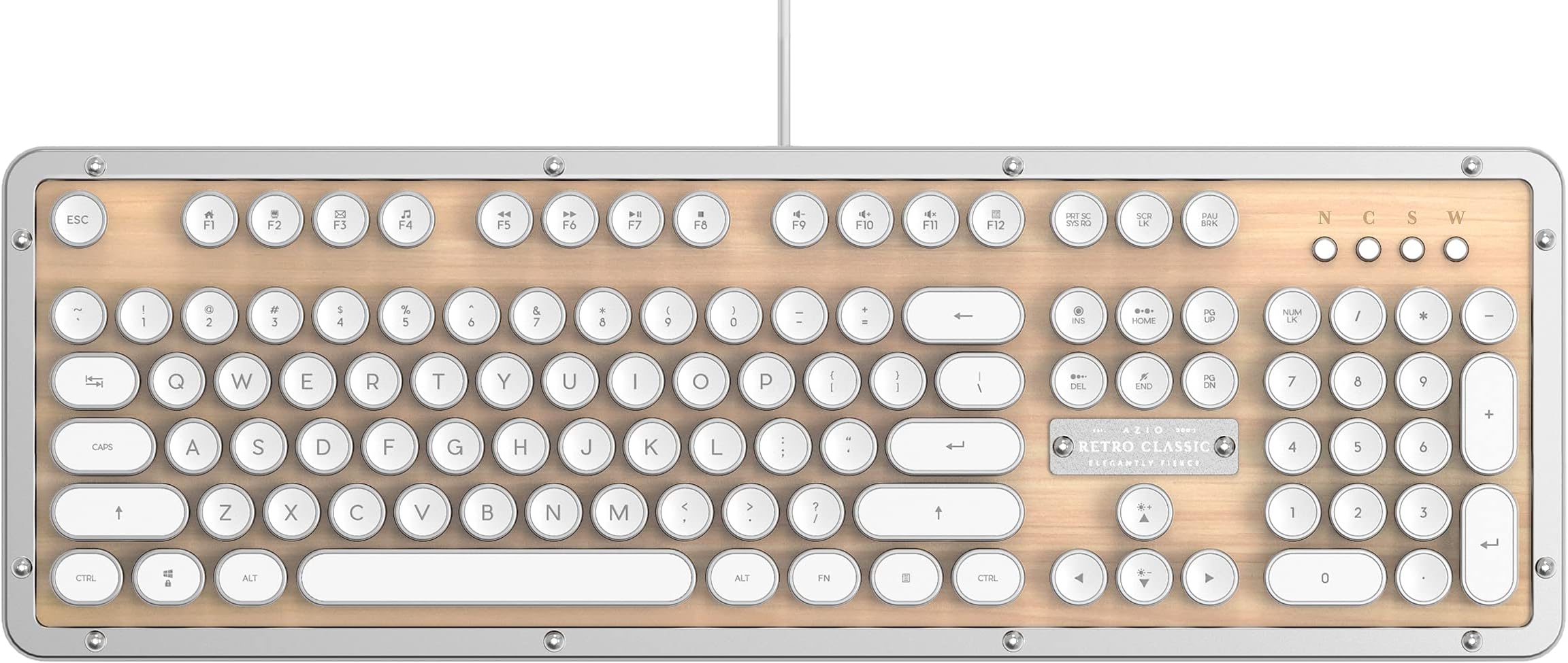 AZIO Retro Classic USB Backlit Mechanical Wired Keyboard, White ...