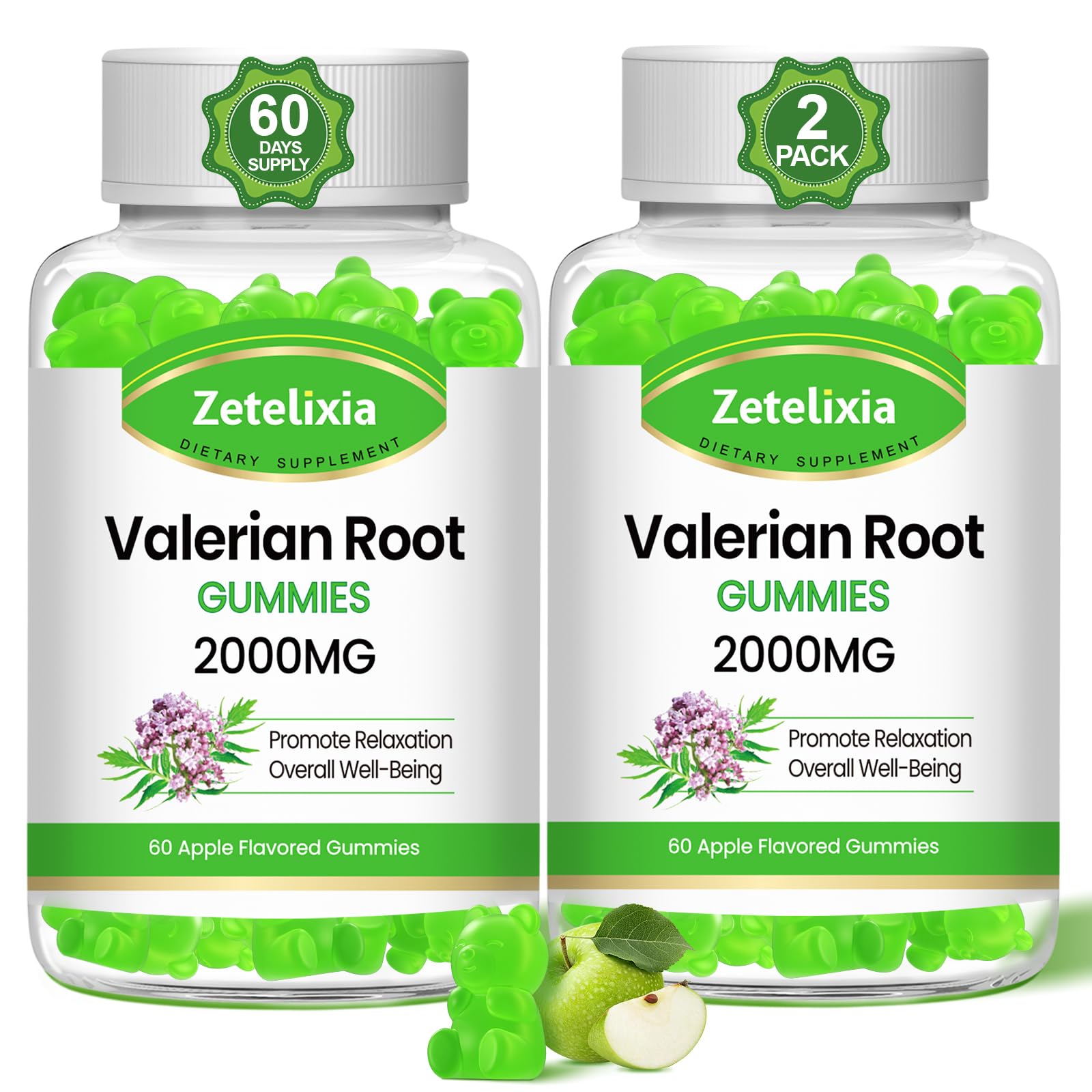 Amazon.com: Zetelixia 2 Pack Organic Valerian Root Gummies (2000mg ...