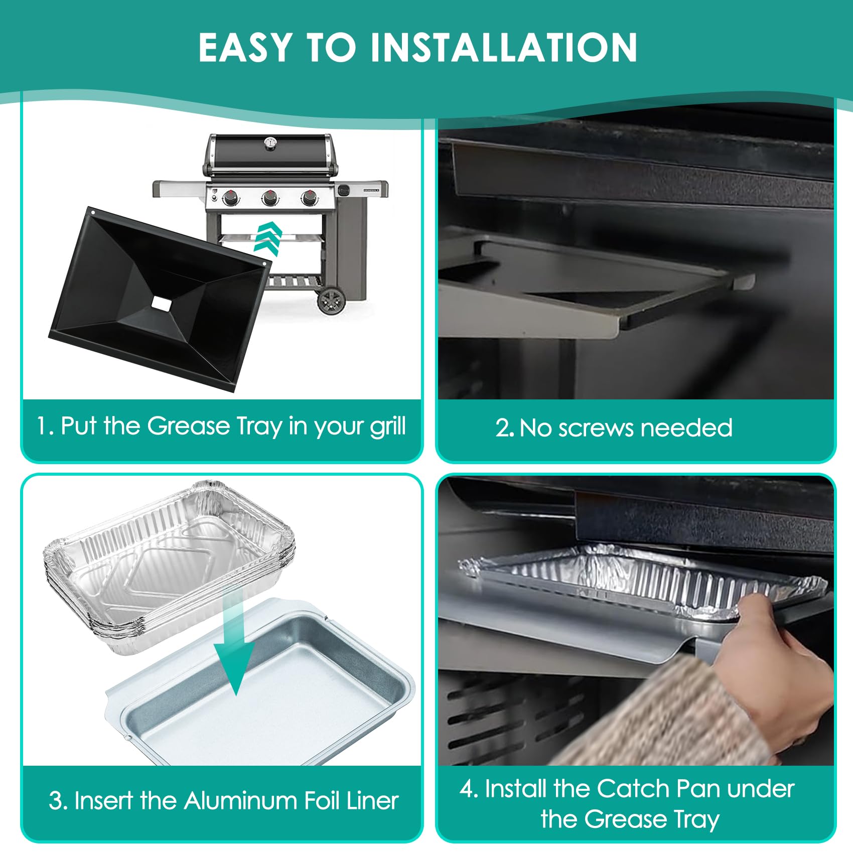 66036 Grease Tray with 10PCS 6415 Catch Pan Aluminum Liner,Drip Pan for ...