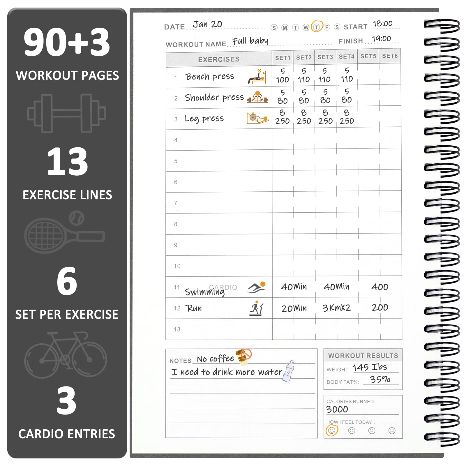 Snapklik.com : Fitness Journal Spiral Weight Loss Journal For Women ...