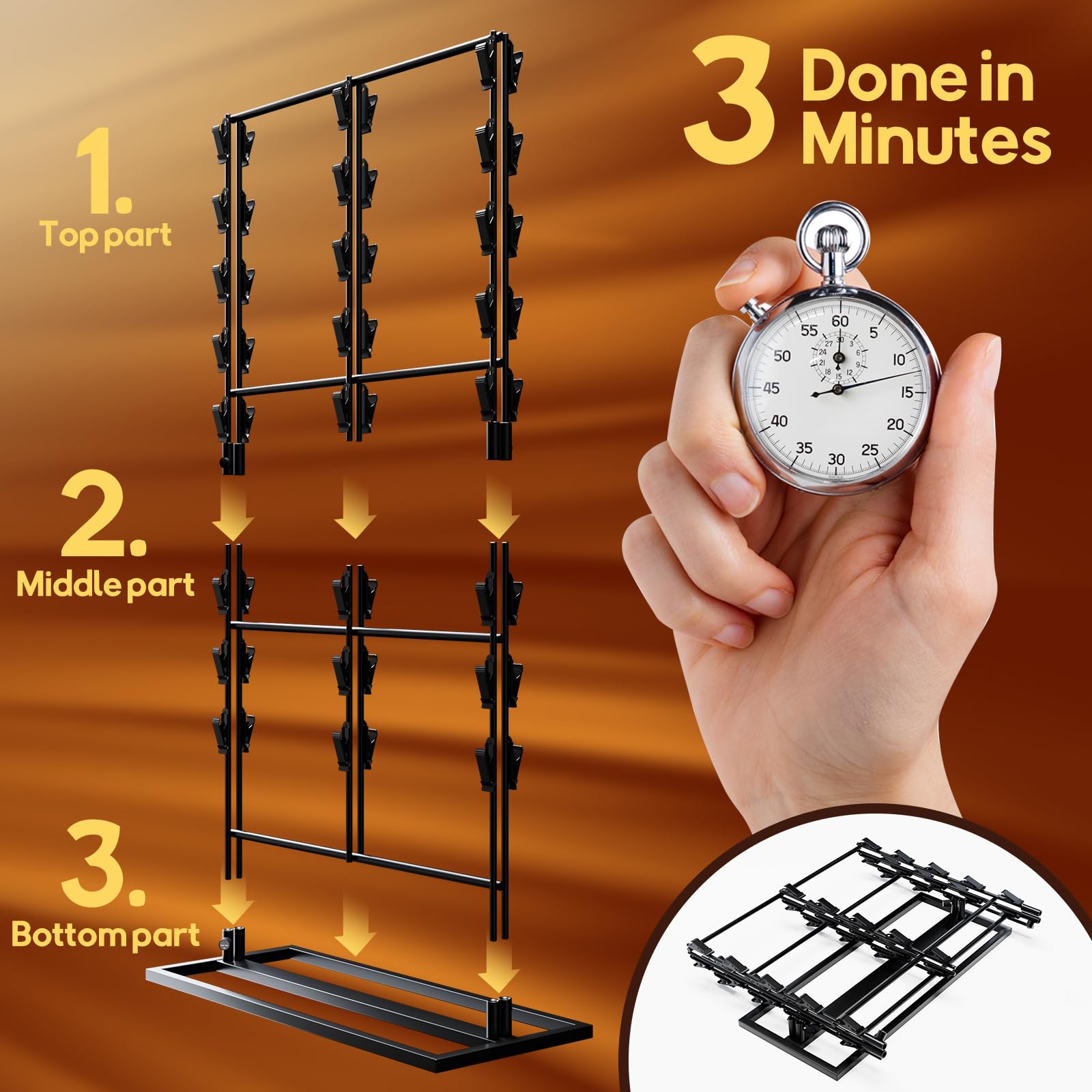 Puricon Chip Rack Display Stand, 3 Row with 48 Clips Chip Stand Display ...