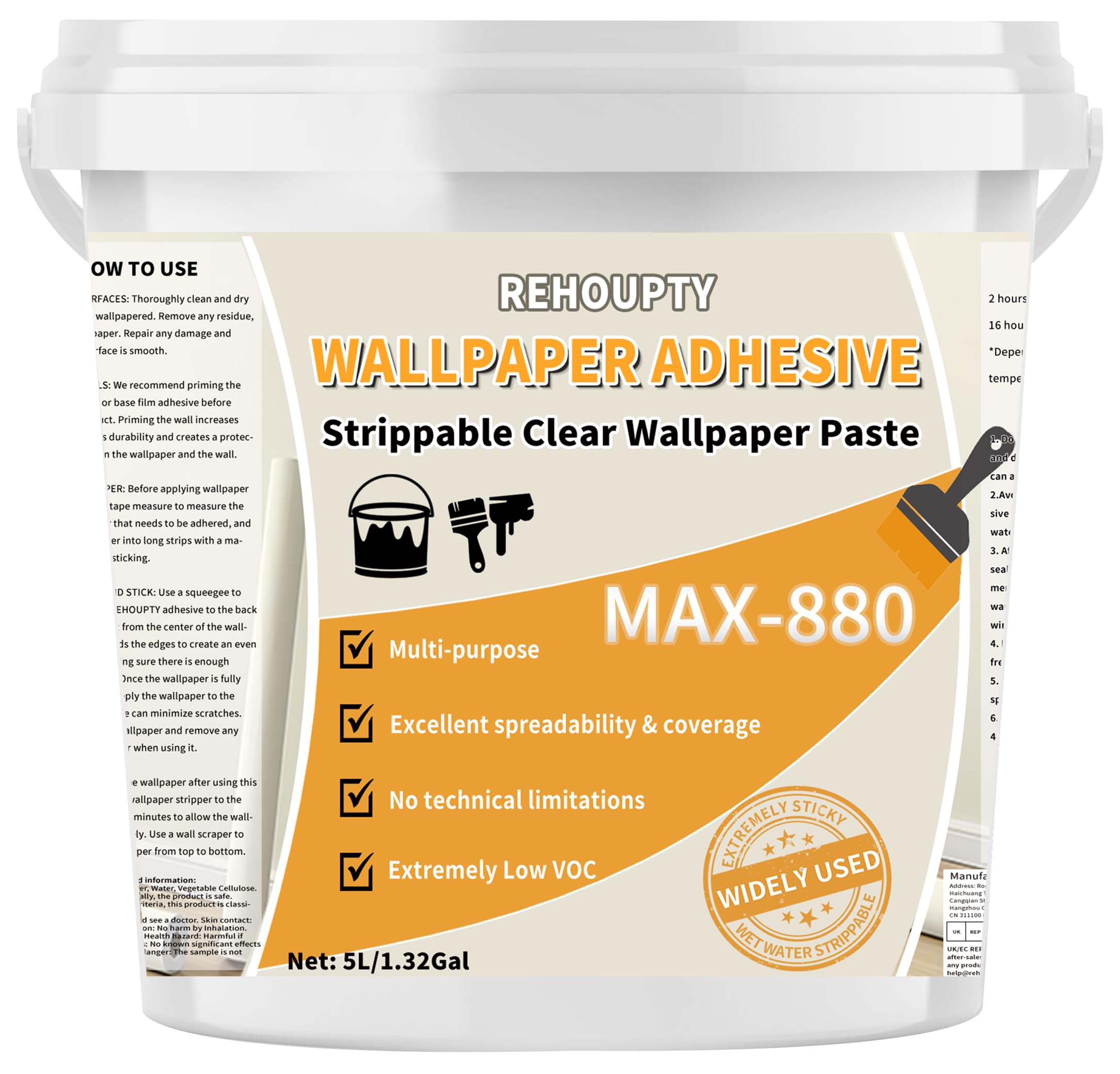 REHOUPTY Wallpaper Adhesive 5L Tack Wallpaper Paste, Clear Wallpaper ...
