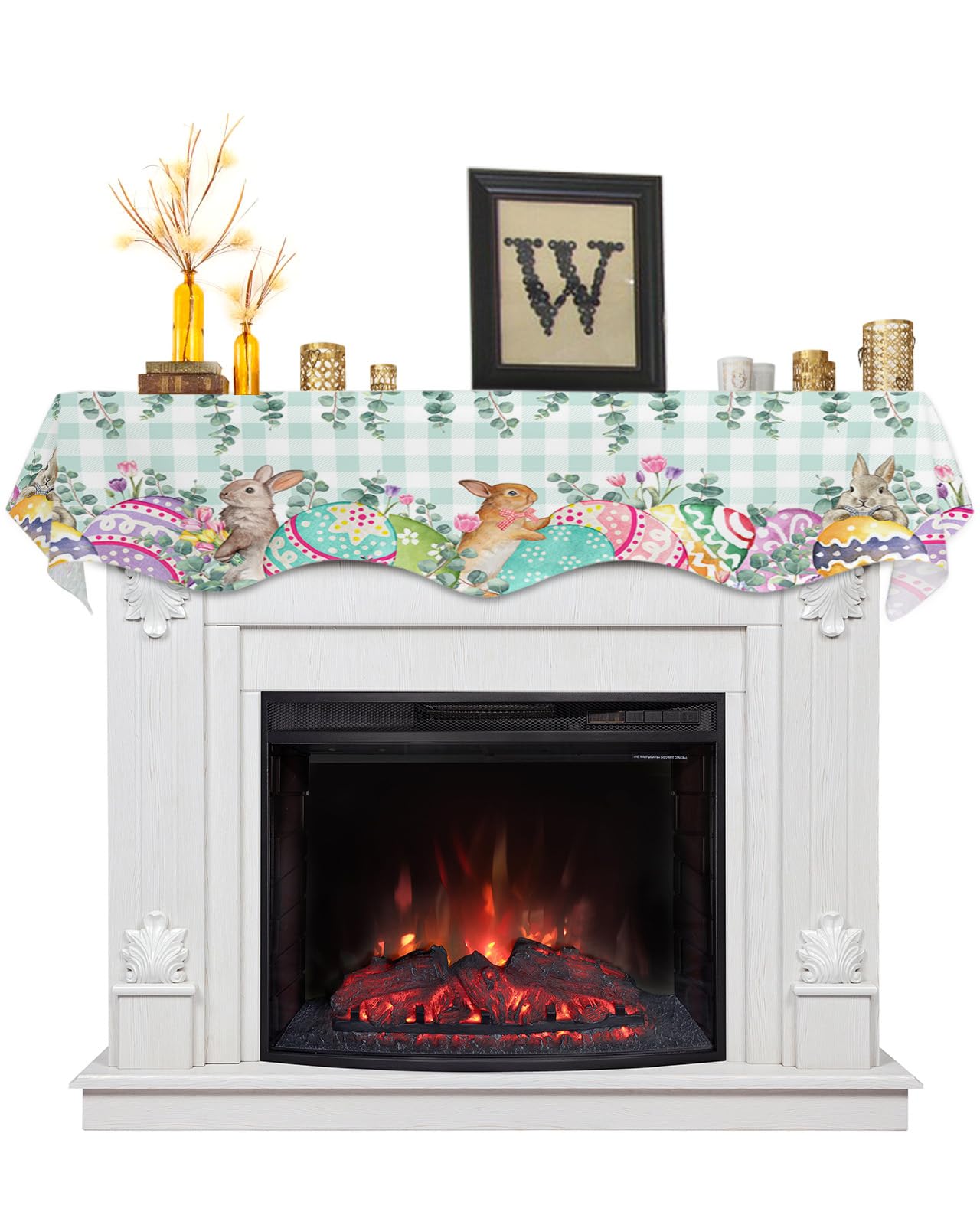 Amazon.com: Yukro Fireplace Mantel Scarf 17 x 60 Inch, Easter Bunny Egg ...