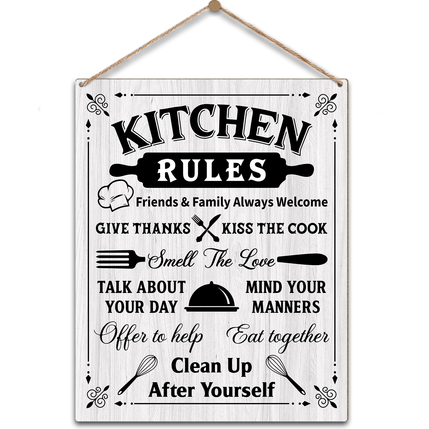 Amazon.com: Kitchen Rules Sign Kitchen Wall Decor, Housewarming Gifts ...