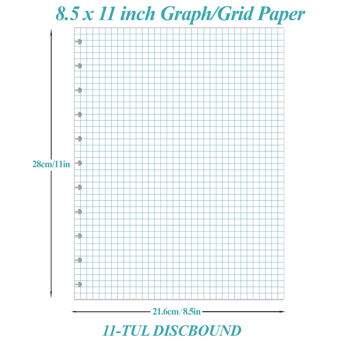 Snapklik.com : A4 TUL Discbound Grid Filler Paper, 11 Disc Hole Punched Graph Paper, 100Sheets ...