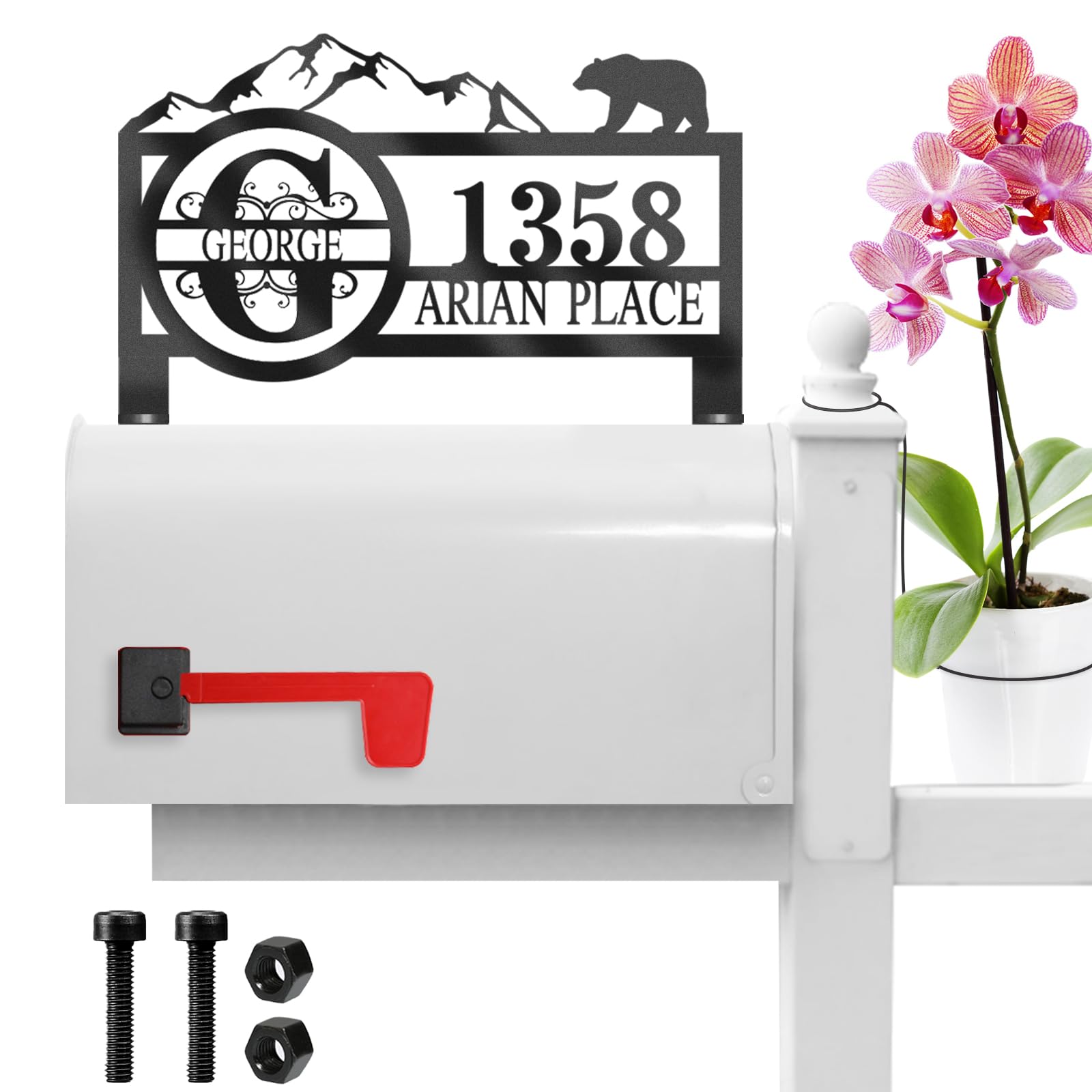 Amazon.com: Personalized Mailbox Last Name Topper Address Sign - Metal ...