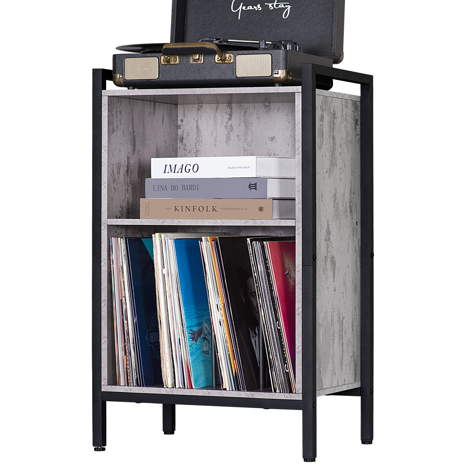 Buy LELELINKY Record Player Stand, 2-Tier Vinyl Record Storage Cabinet ...