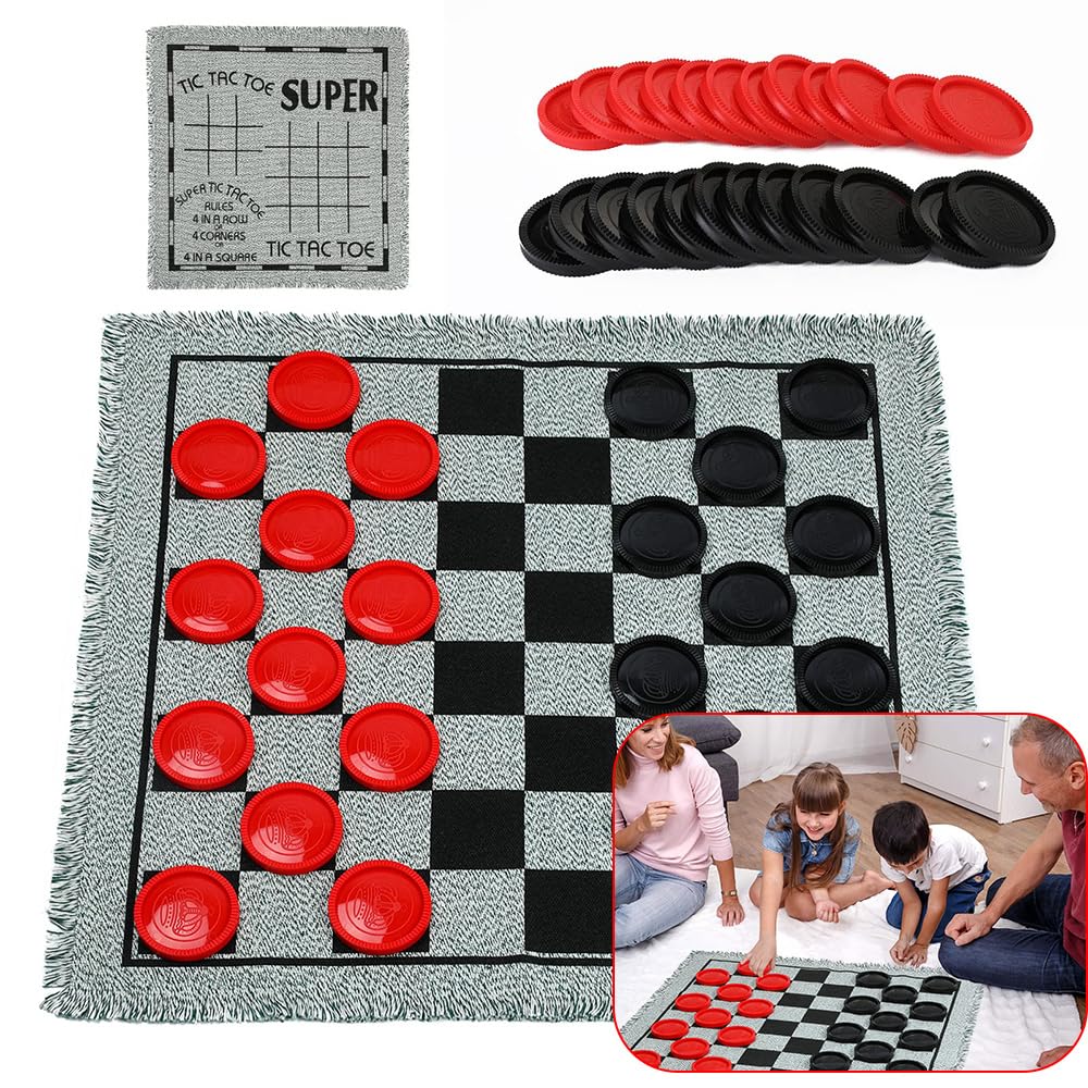 Amazon.com: Raelitego Giant Checkers Set, Jumbo Big Large Tic Tac Toe ...