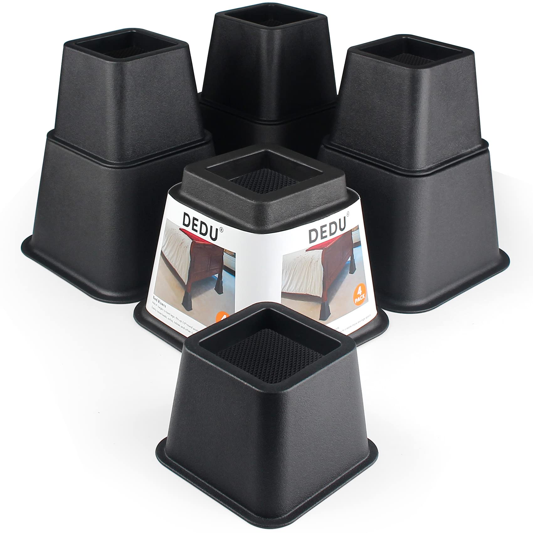 DEDU Adjustable Bed Risers 8 Inch Heavy Duty 4 Pack, Furniture Risers ...