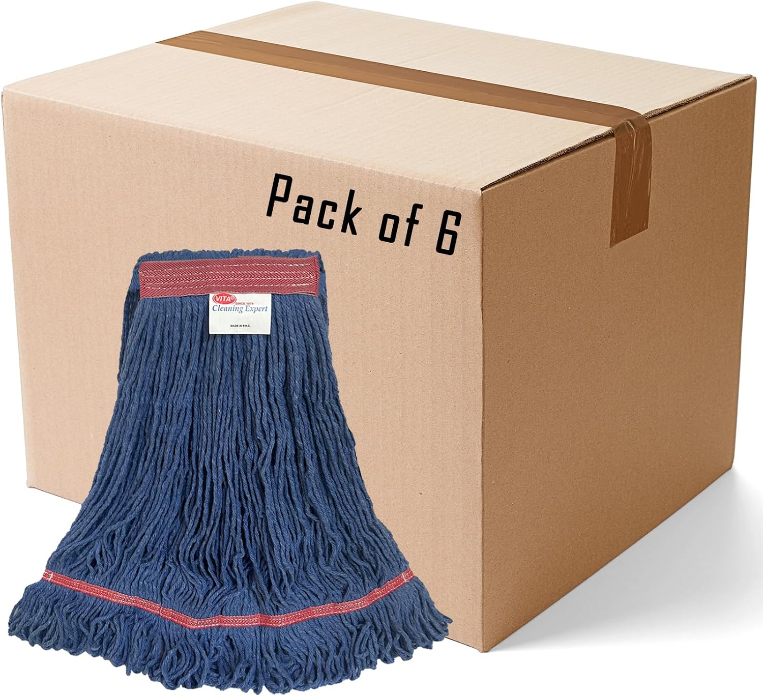 Amazon.com: Blue Premium Blended - Large Narrow Band Looped-End Wet Mop ...