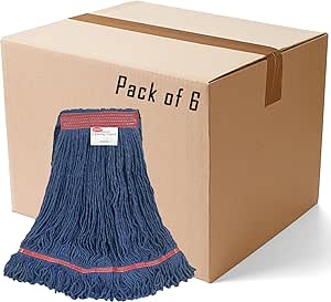Amazon.com: Blue Premium Blended - Large Narrow Band Looped-End Wet Mop ...