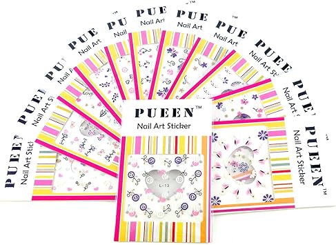 Amazon.com: PUEEN 3D Nail Art Sticker Collection Set L2-12 Packs in ...