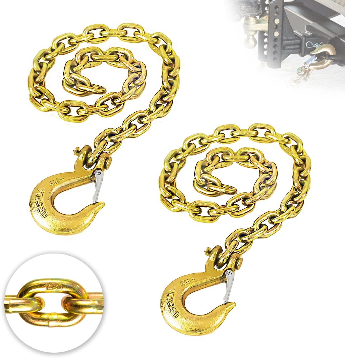 Amazon.com: 2-Pack Grade 80 Trailer Safety Chain 36 Inch with 5/16 ...