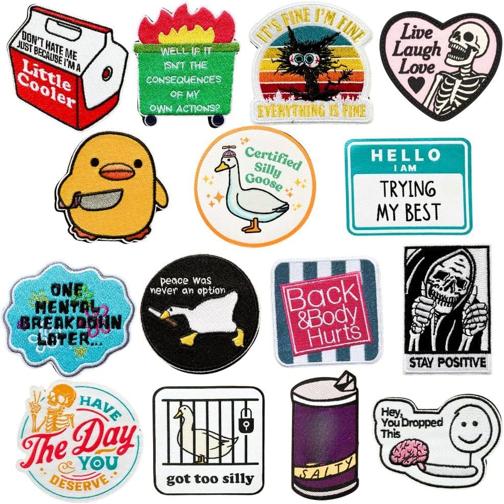 Amazon.com: 16PC Funny Cute Patches Hook and Look Cool Fun Patch ...