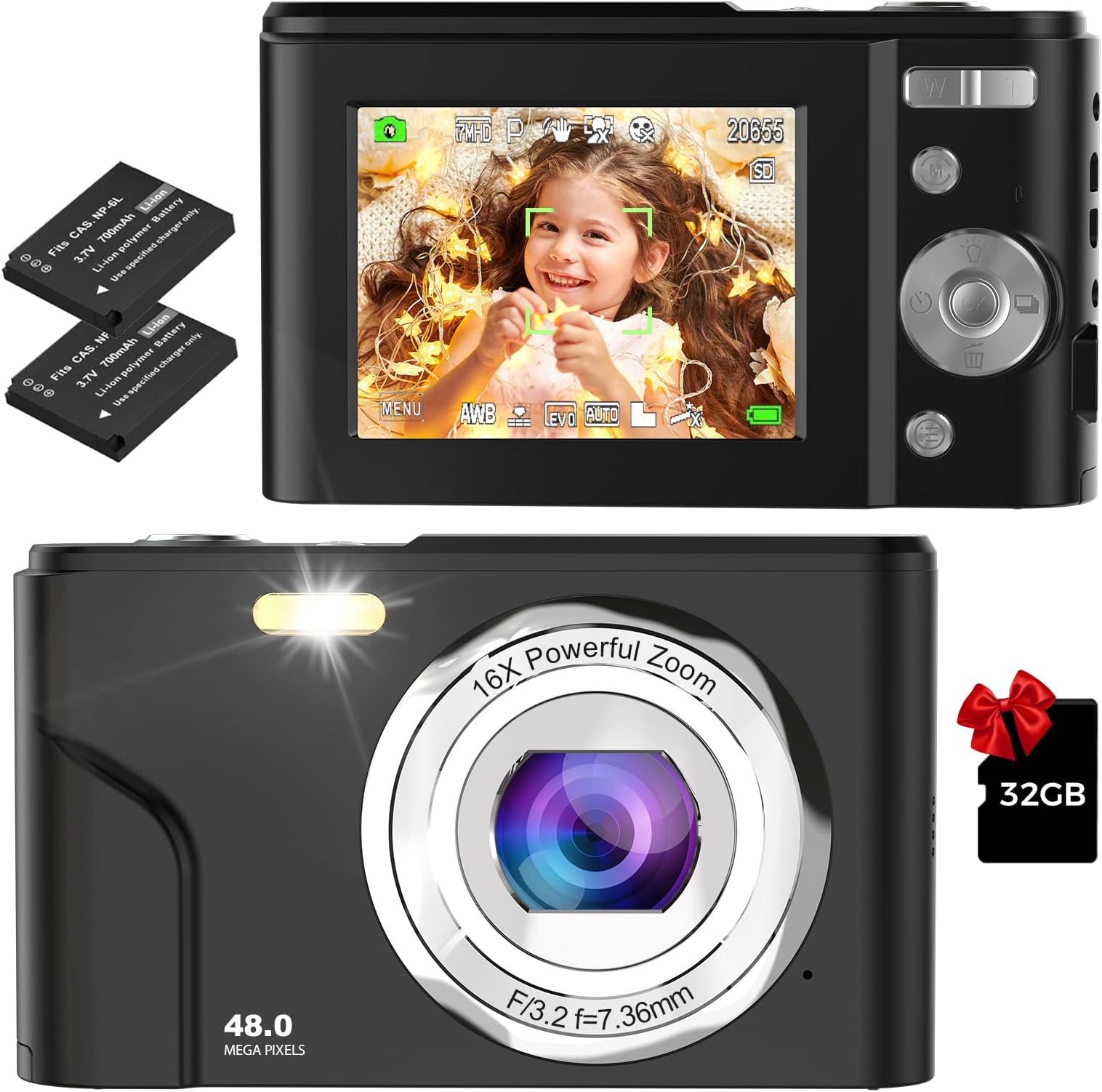 4K Digital Camera, 48MP Mini Children Video Camera, 8X Zoom Pocket ...