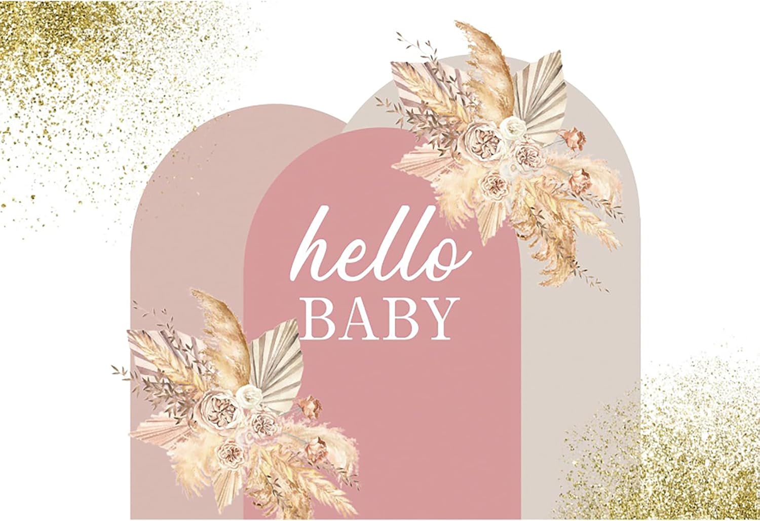 Amazon.com : 8x6ft Hello Baby Backdrops for Baby Shower Floral Boho ...