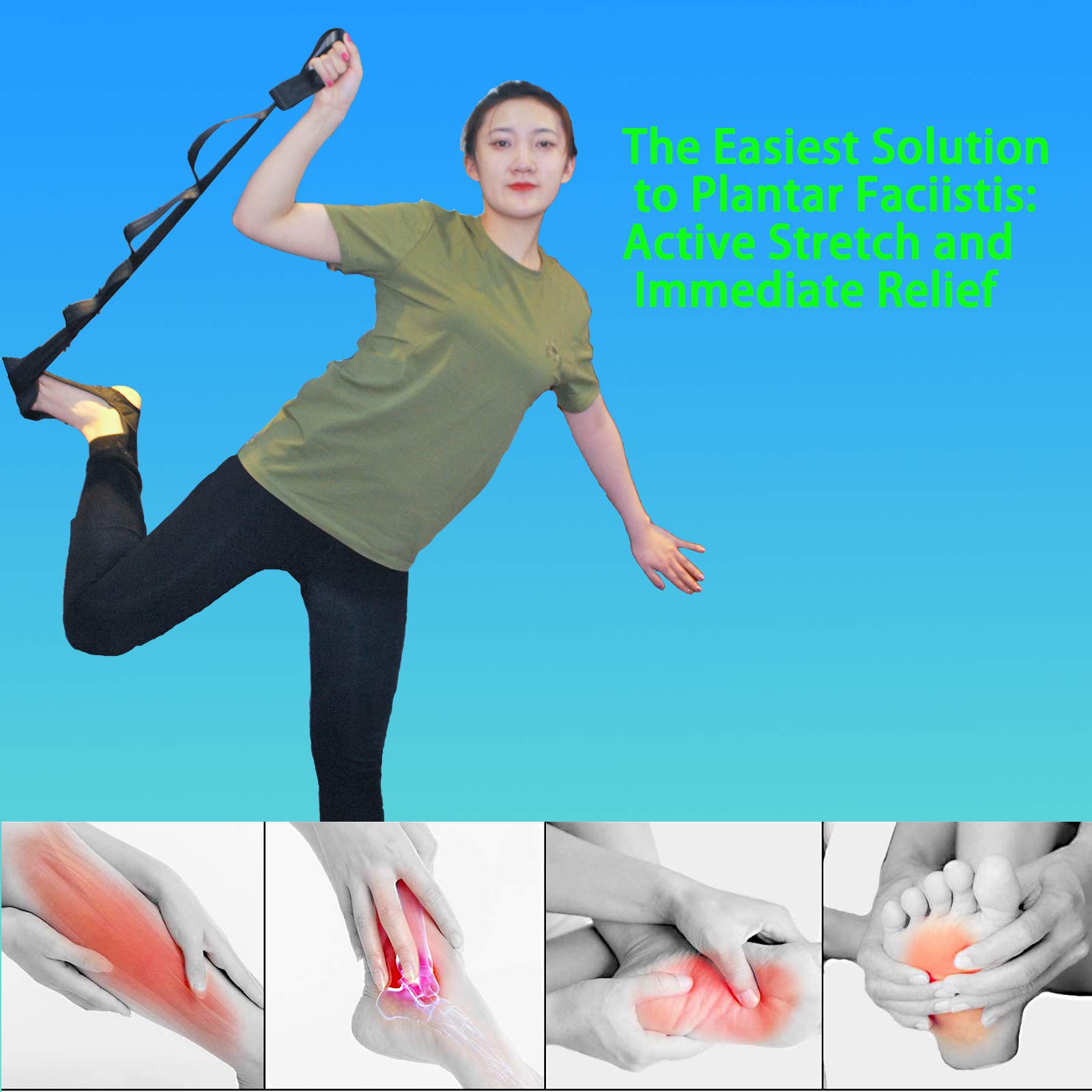 RUOYU Foot and Calf Stretcher,Stretching Strap for Plantar Fasciitis ...