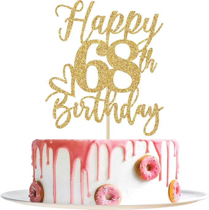 Amazon.com: Happy 68th Birthday Cake Topper, 68th Birthday Decorations ...