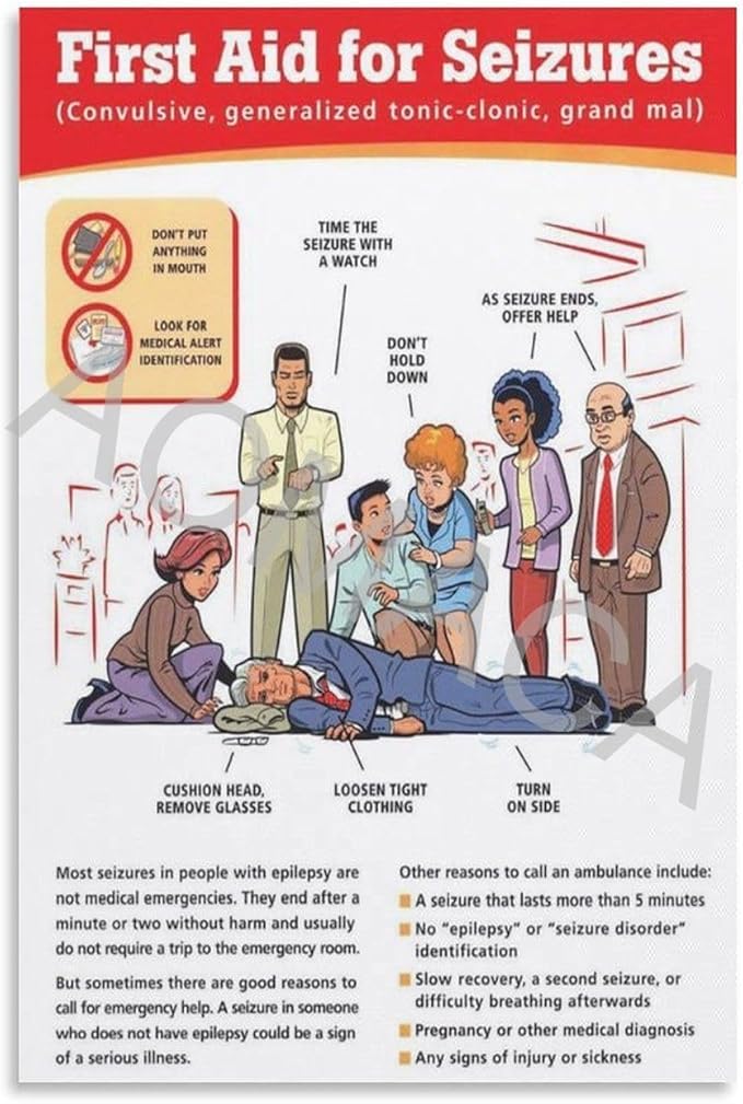 Amazon.com: First Aid Knowledge Poster Epileptic Seizure Emergency ...