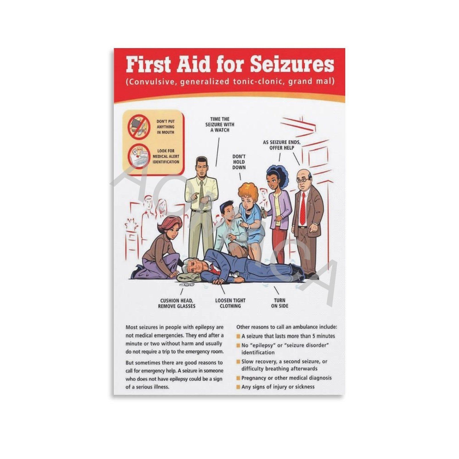 Amazon.com: First Aid Knowledge Poster Epileptic Seizure Emergency ...