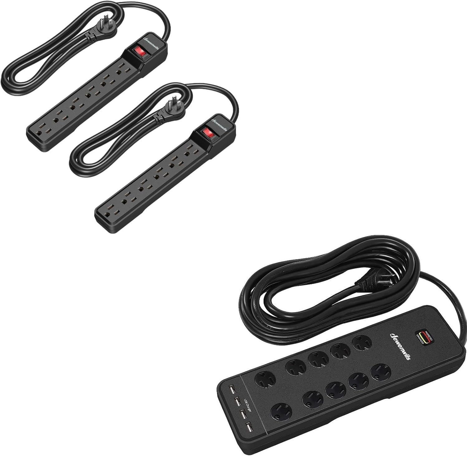 Amazon.com: DEWENWILS 2-Pack 6-Outlet Power Strip Surge Protector ...