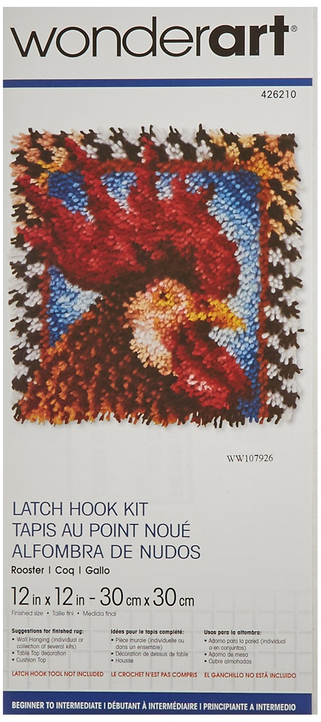 Amazon.com: Wonderart Rooster Latch Hook Kit, 12" X 12"