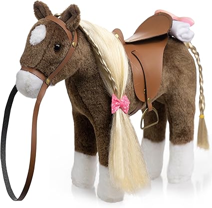 Amazon.com: HollyHOME Horse Stuffed Animal Cute Pony Plush Pretend Play ...