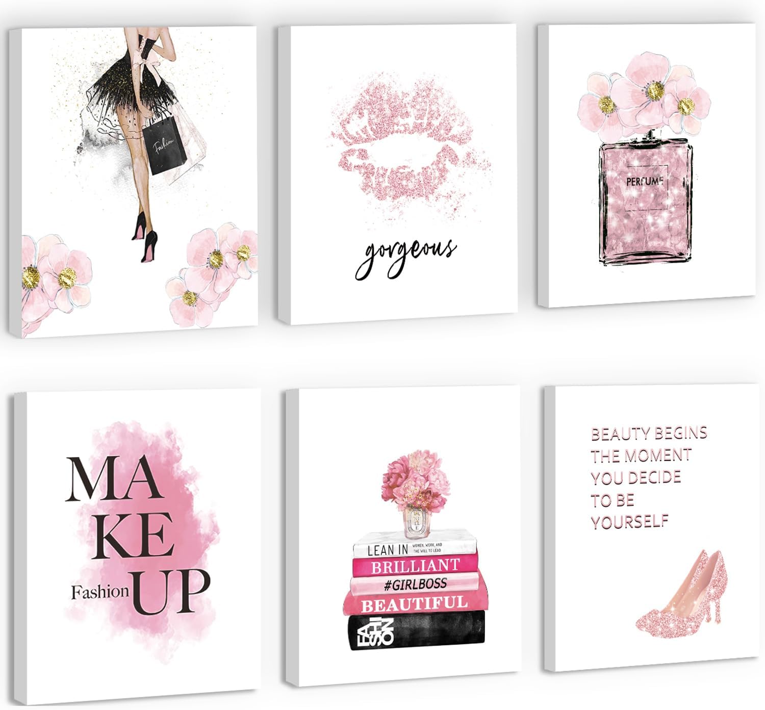 Amazon.com: KAIRNE Fashion Women Art Print, Modern Pink Pictures ...