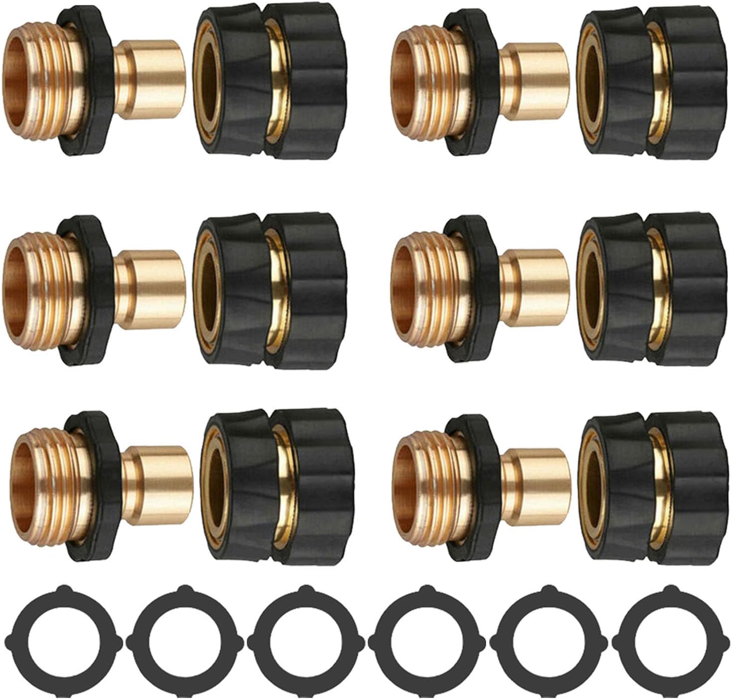 Amazon.com: 6 Sets Garden Hose Quick Connector, 3/4 inch GHT Thread ...