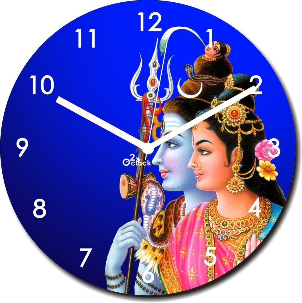 Buy 2 O Clock Wood Lord Shiva Parvati Printed Wall Clock (Multicolour ...