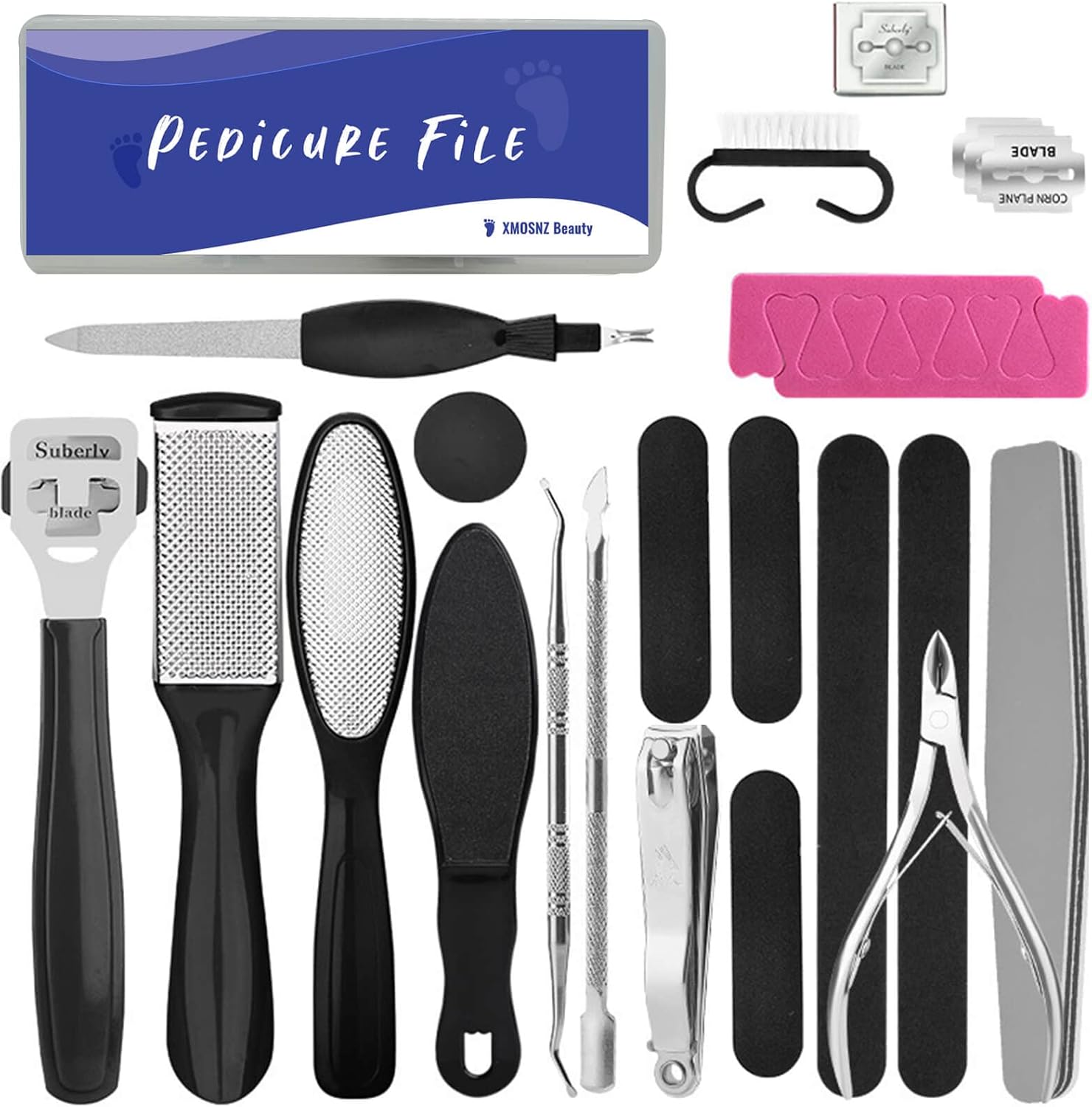 XMOSNZ Pedicure Kit Professional Foot Scrubber Pedicure Tools Set ...