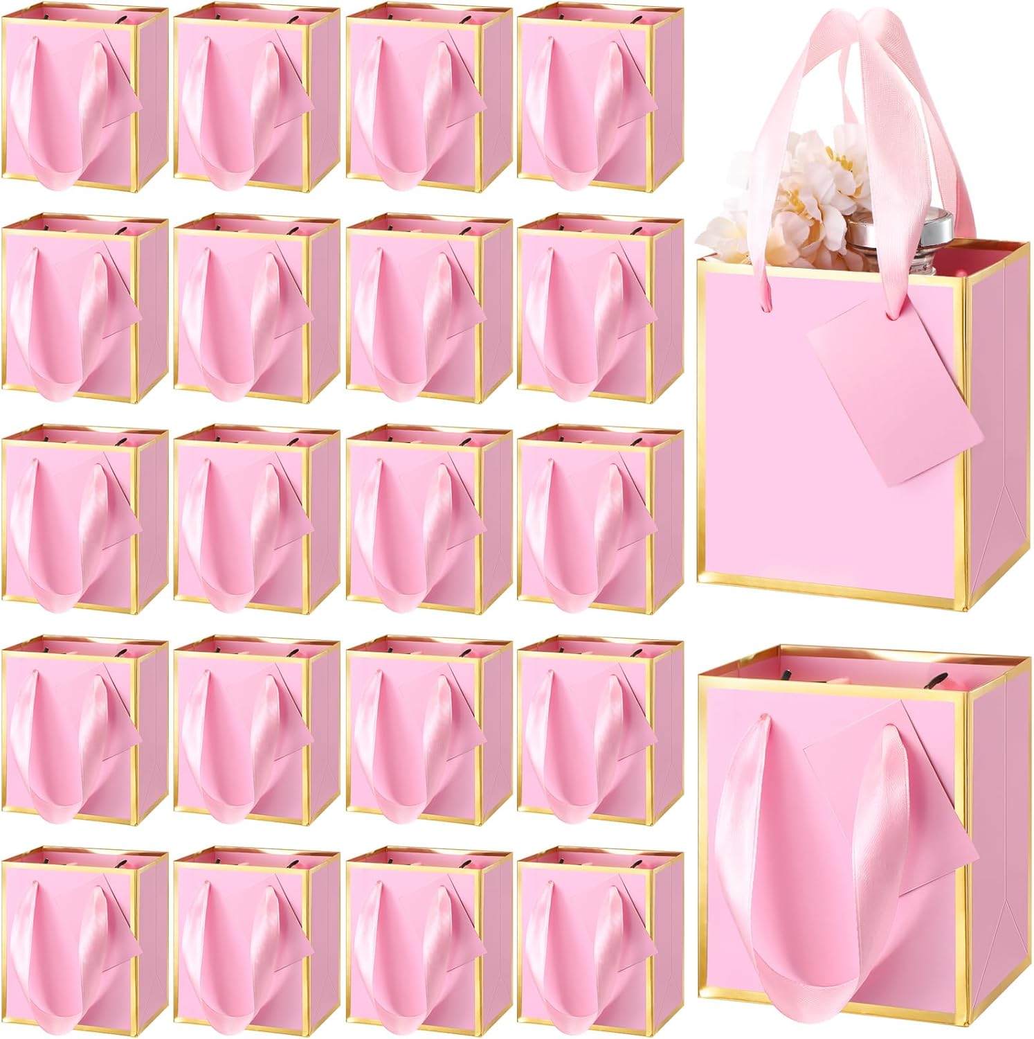 Amazon.com: Yeaqee 50 Pcs Mini Metallic Foil Paper Gift Bag with Handle ...