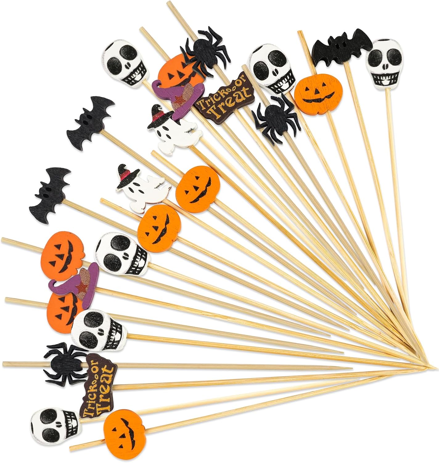 Amazon.com | 100PCS Halloween Cocktail Picks 4.7 Inch, Pumpkin Spider ...
