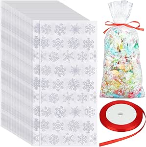 Amazon.com: Cholemy 500 Pcs Christmas Cellophane Treat Bags Winter ...