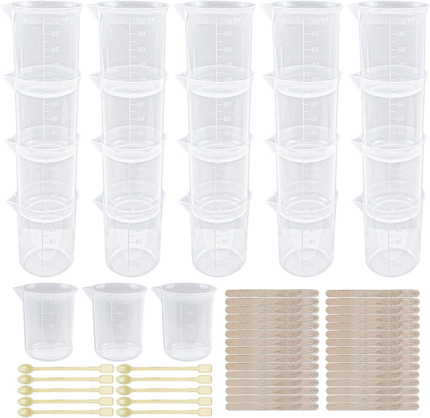 Amazon.com: 23 Pcs Measuring Cups, 100ml Epoxy Mixing Cups, Plastic ...