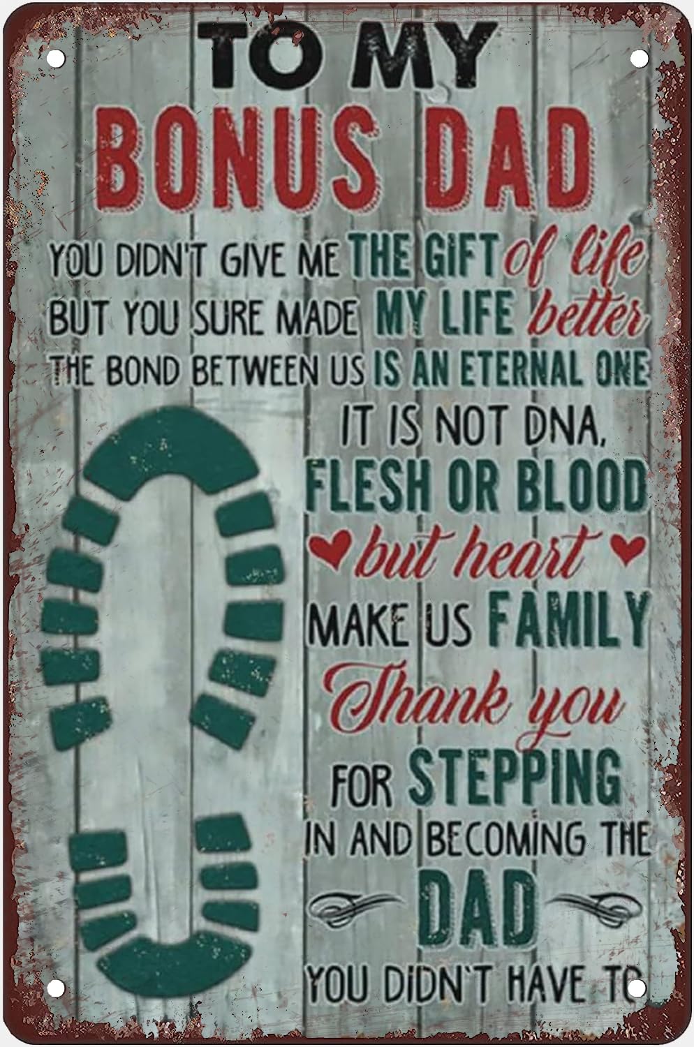 Amazon.com: To My Bonus Dad Poster Footstep Art Print Gifts For Dad ...