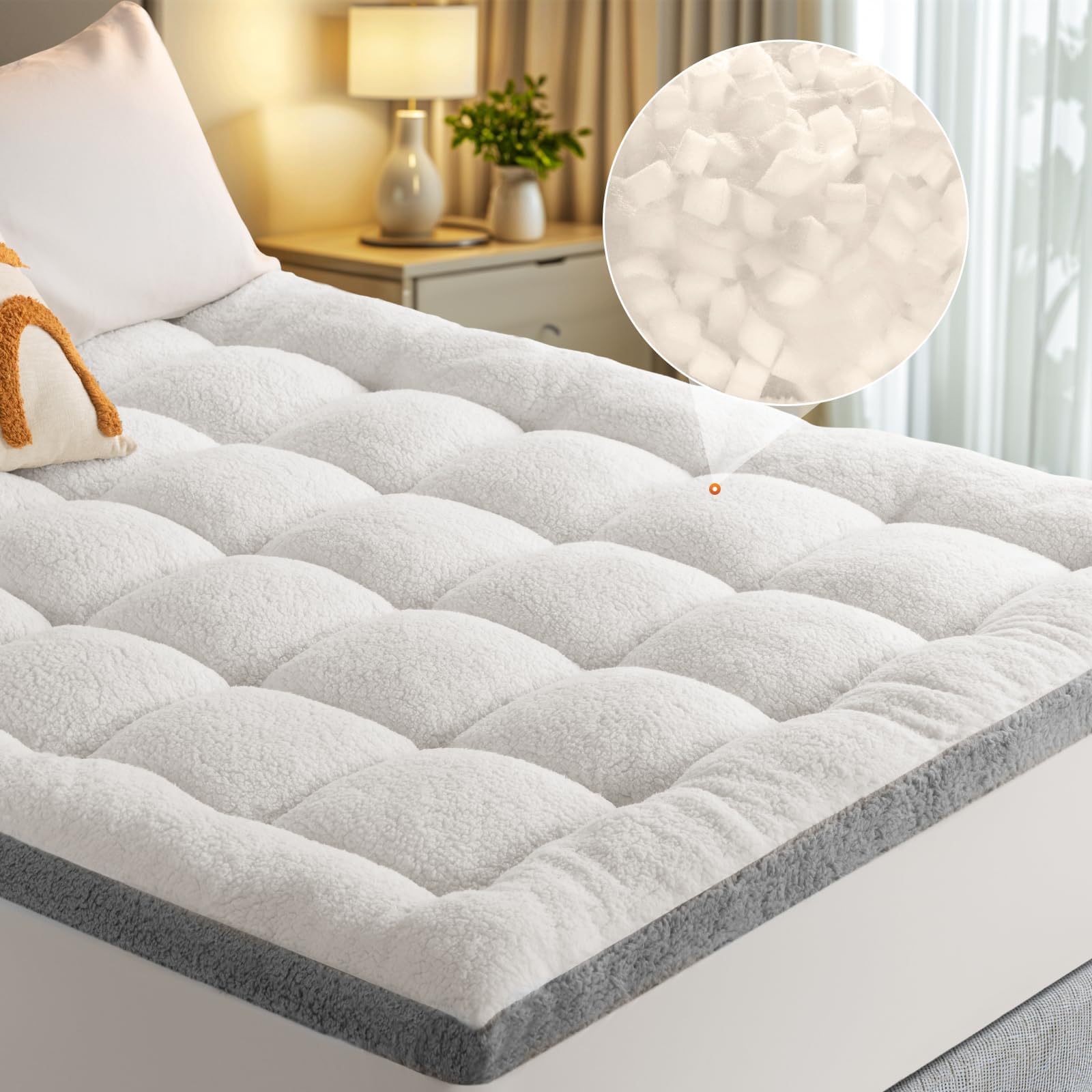 Amazon.com: Cymula Mattress Topper Queen Size for Back Pain Extra Thick ...