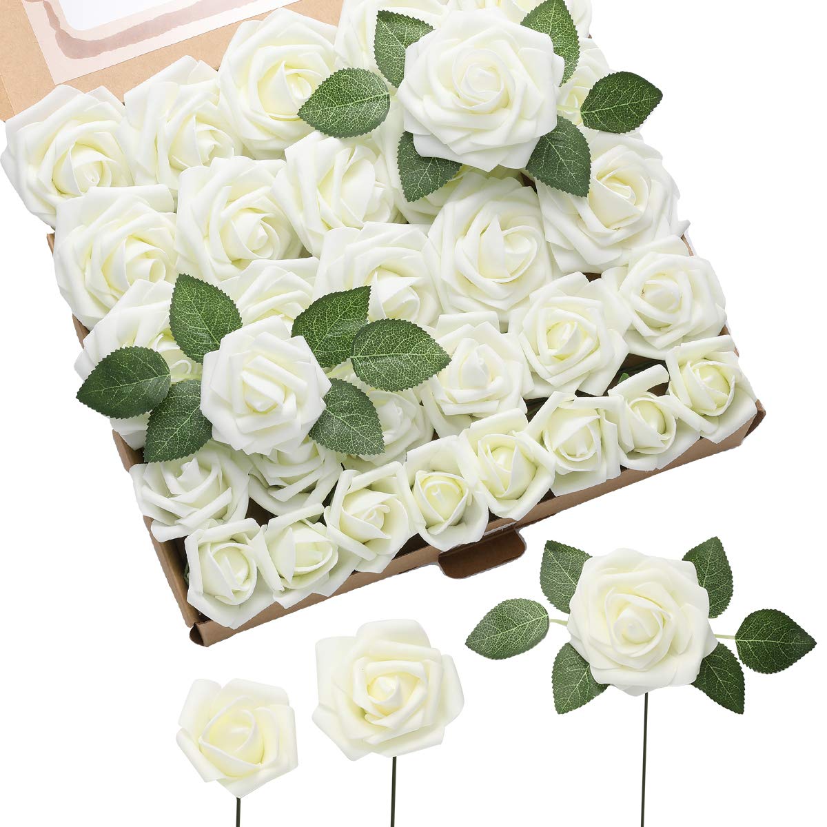 Snapklik.com : DerBlue 60pcs Three Different Sizes Artificial Foam Roses