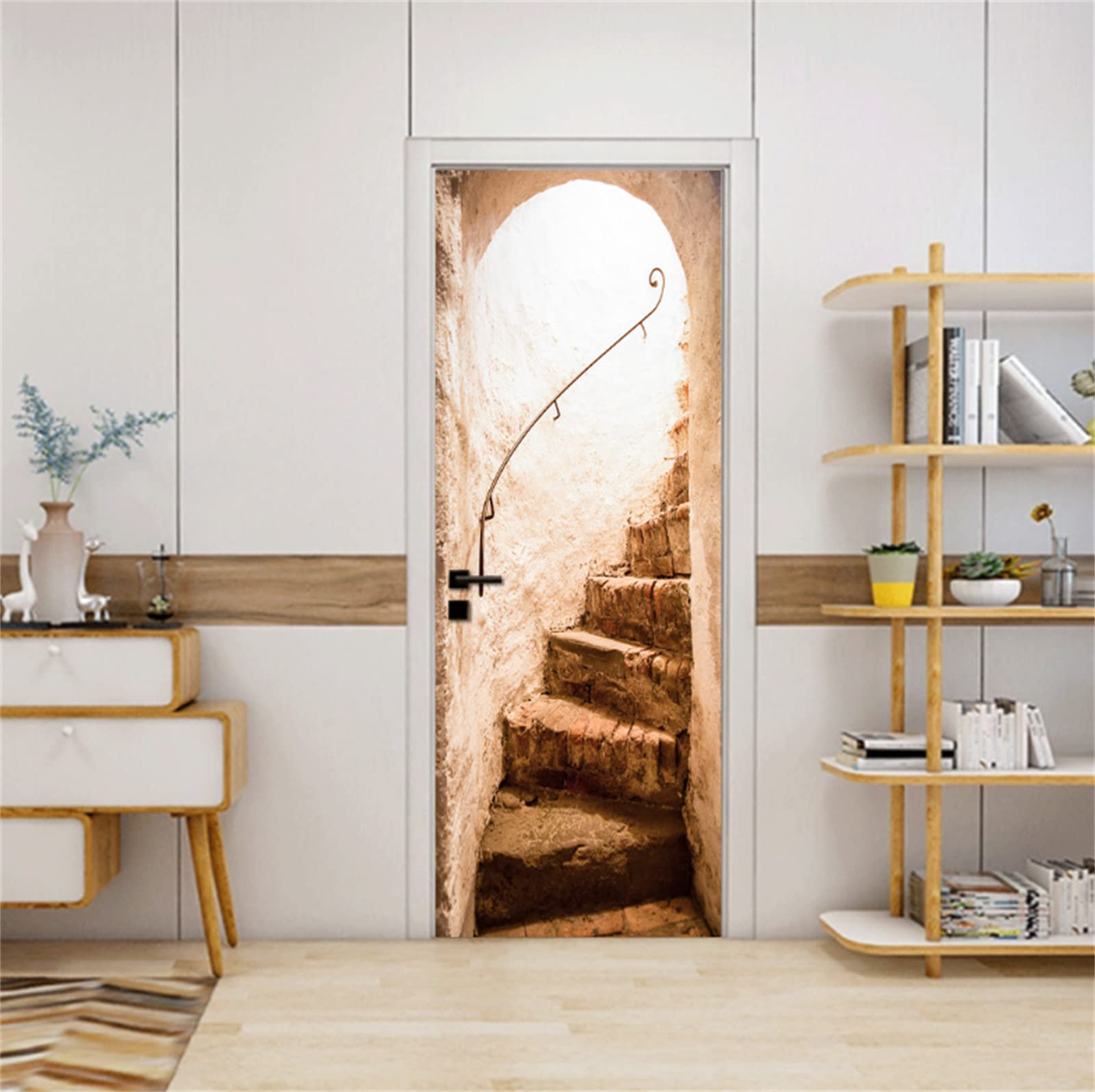 Amazon.com: artfanke 3D Old Staircase Door Sticker Wall Decals Mural ...