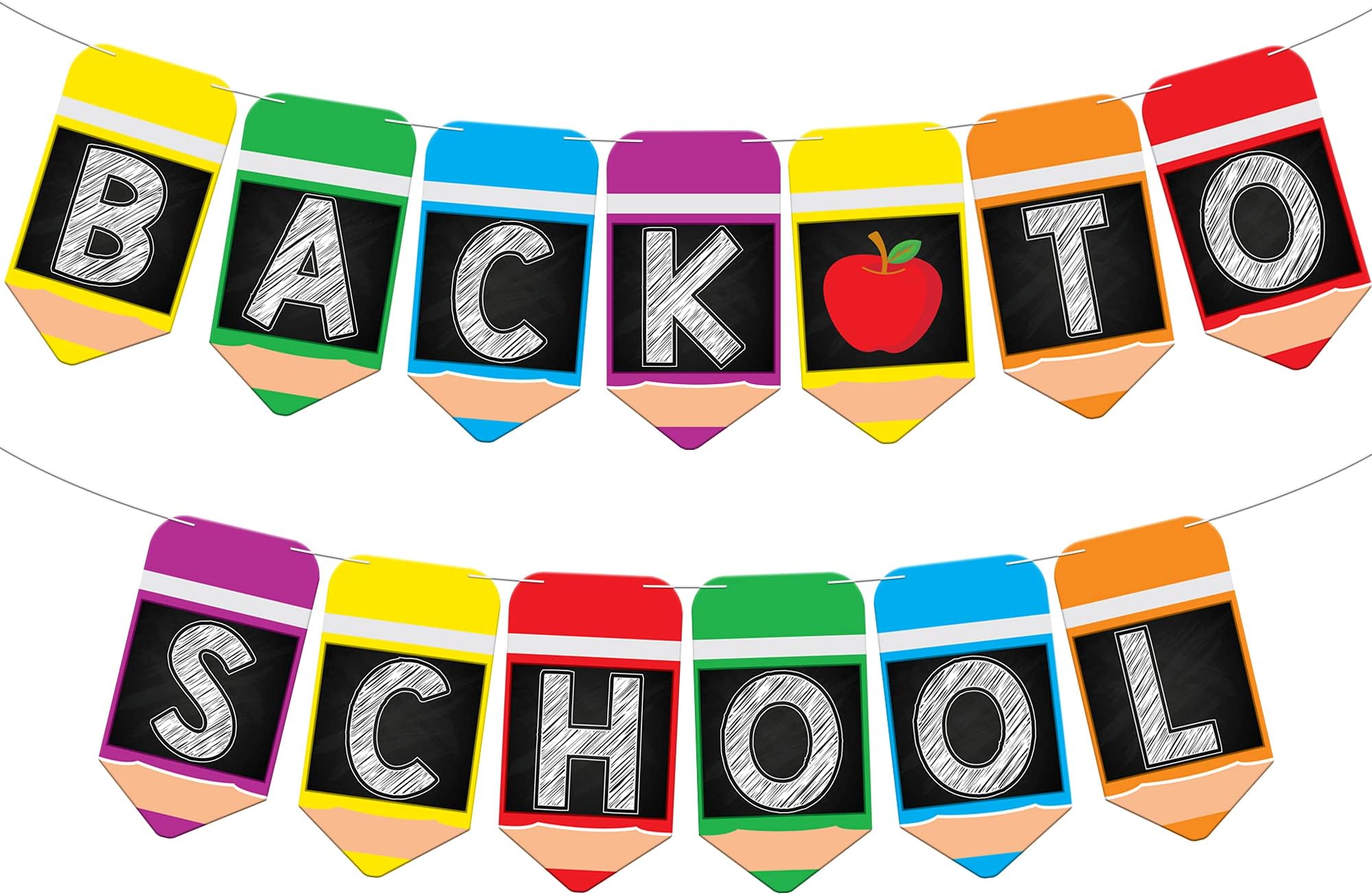Amazon.com: Welcome Back Party Decorations, Multicolour Pencil Banner ...