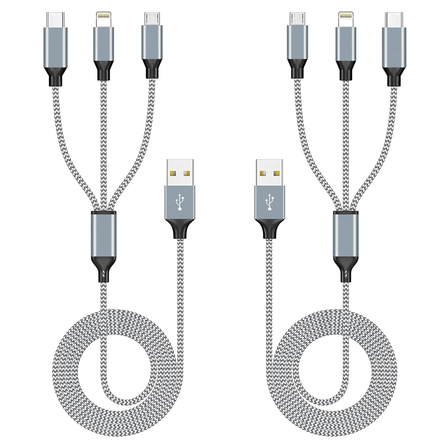 Amazon.com: (2Pack 4FT)Multi Charging Cable, 3 in 1 Charger Cable Multi ...