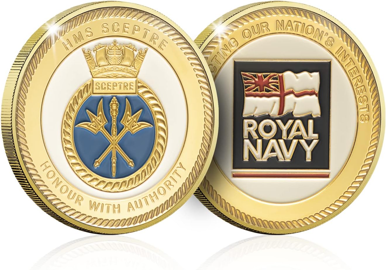 Royal Navy Memorabilia Gifts Collection Gold Spoof Coin Medal – HMS ...