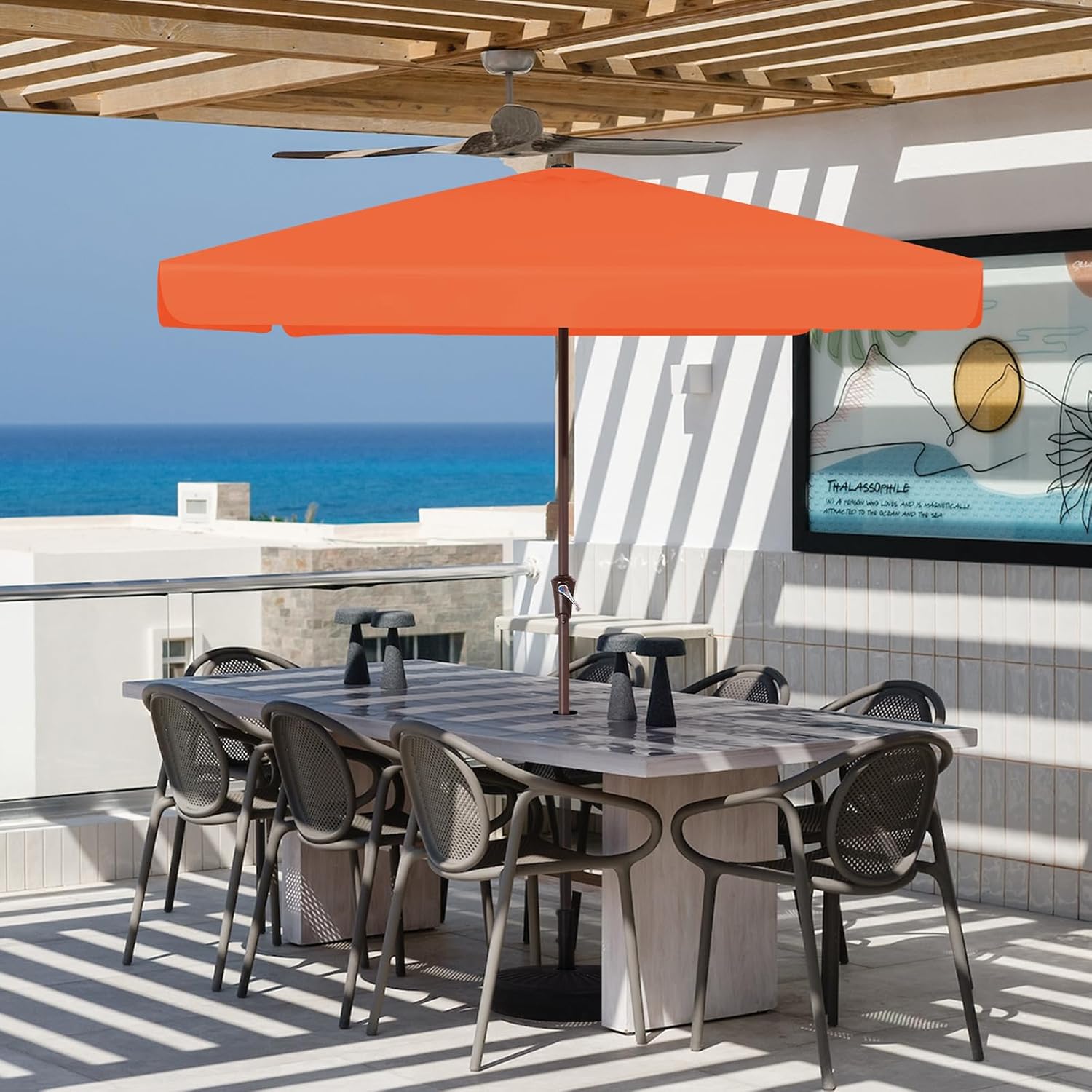 Amazon.com : JEAREY 8 FT x 10 FT Rectangular Patio Umbrellas Outdoor ...
