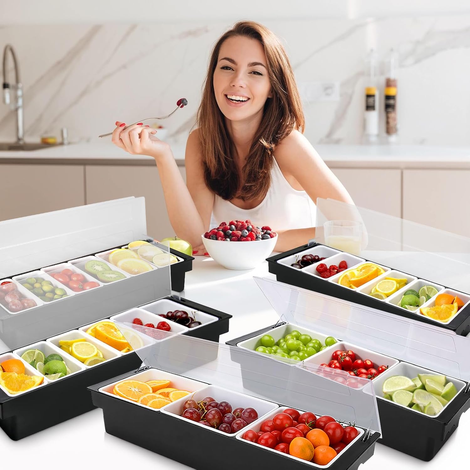 Amazon.com | POWLAB Ice Cooled Condiment Serving Container Fruit Veggie ...