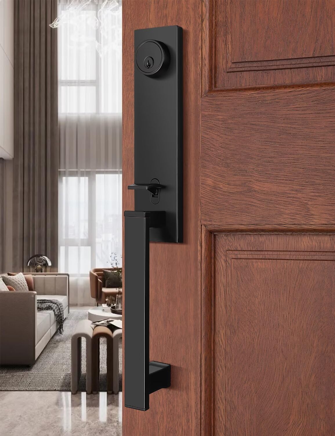 Tinewa Full Escutcheon HandleSet Front Door Entry Handle and Deadbolt ...