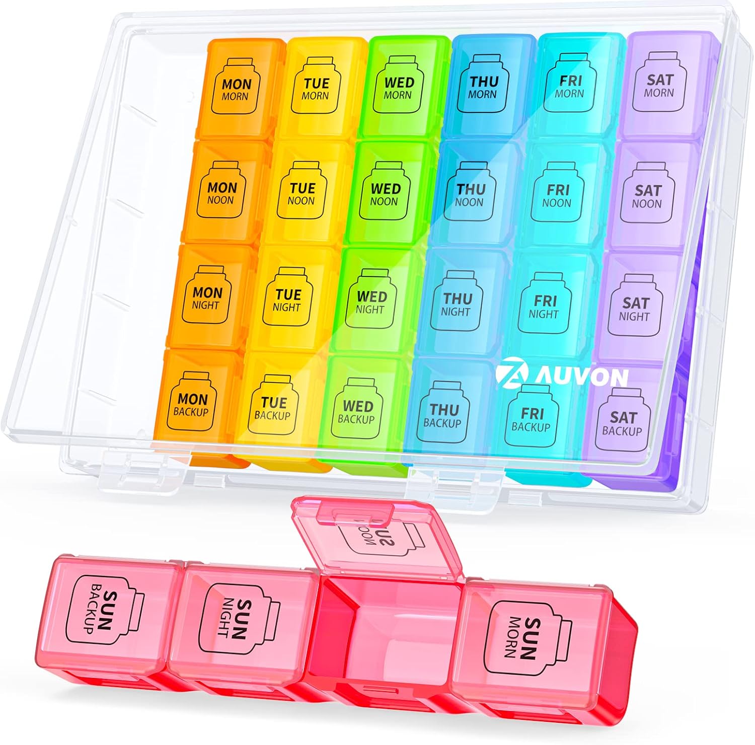 Amazon.com: AUVON Extra Large Weekly Pill Organizer 4 Times a Day, 7 ...