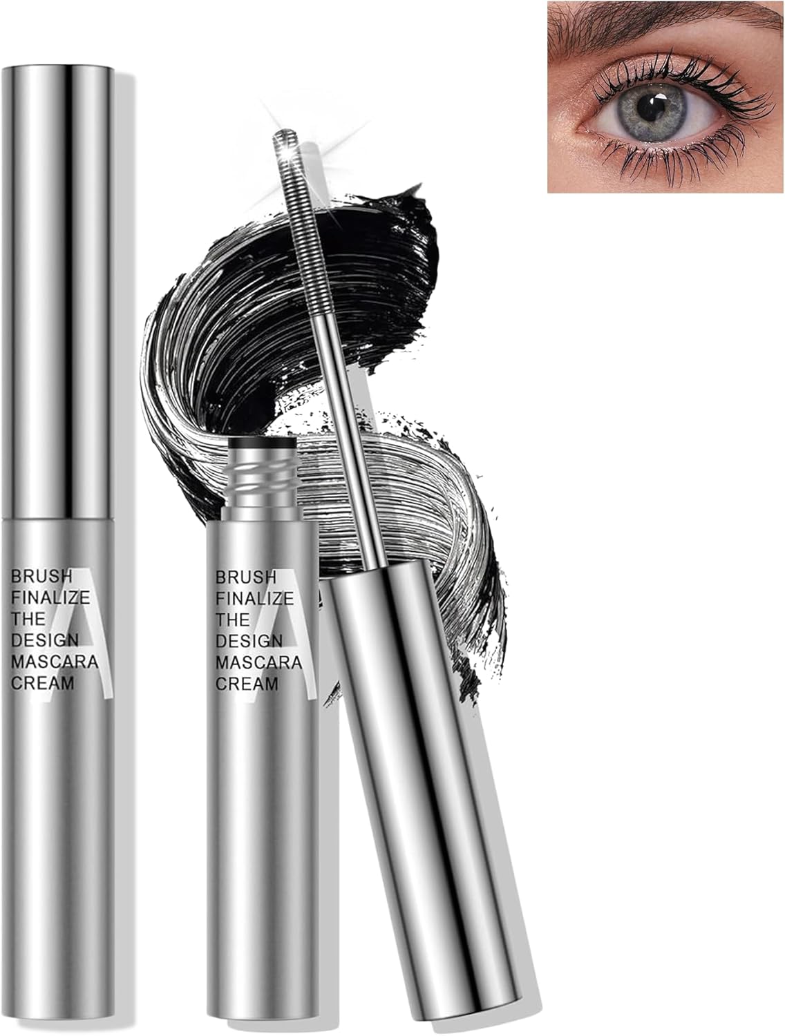 Washable Metal Rod Mascara, Black Waterproof Tube Mascara Volume and ...