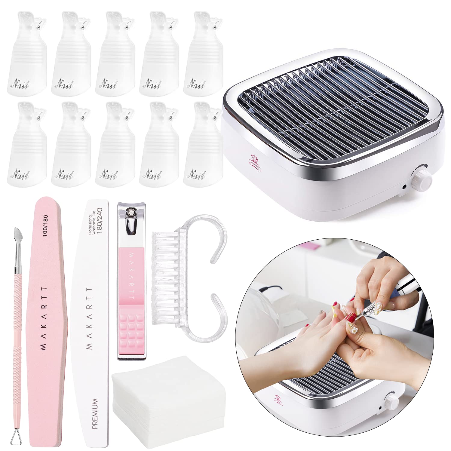 Amazon.com: Makartt Nail Dust Collector 60W Extractor Vacuum Dust ...