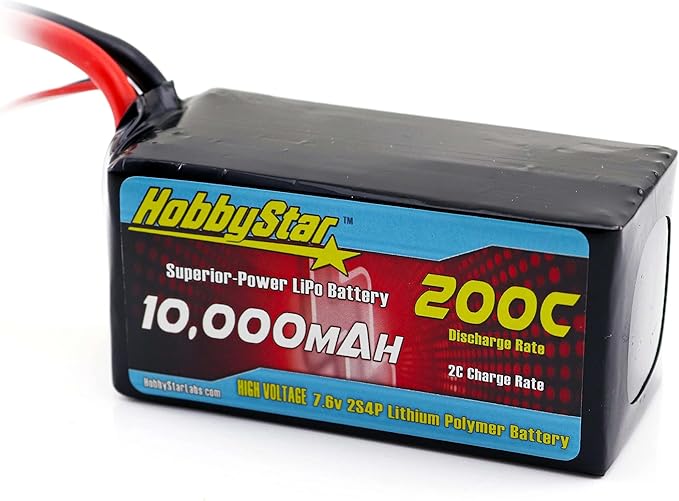 Amazon.com: HobbyStar 10,000mAh 7.6V HV 2S 50C LiPo Battery, Drag-Race ...