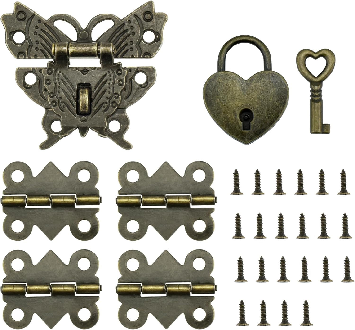 MARRTEUM 1 Set Retro Engraved Jewelry Box Hinges Hasp Catch Lock Set ...